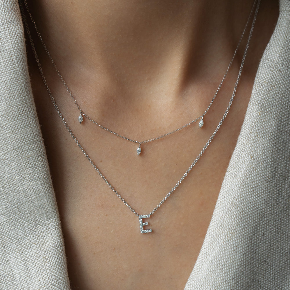 BIG DIAMOND INITIAL NECKLACE