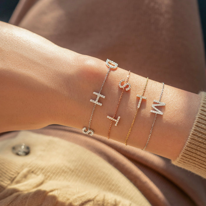 BIG DIAMOND INITIAL BRACELET